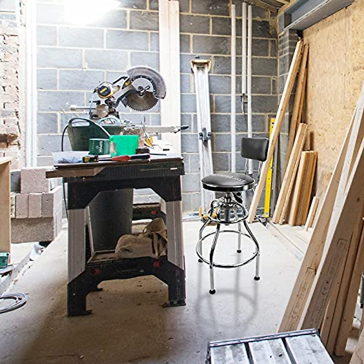 Olympia Tools 82-738 Adjustable Hydraulic Stool, Black