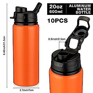 10 Pieces Aluminum Water Bottle 20 oz Leak Proof Aluminum Reusable Bottles Lightweight Portable Sports Water Bottle Bike Water Bottles Snap Lid Metal Water Bottle for Travel (Multiple Colors)