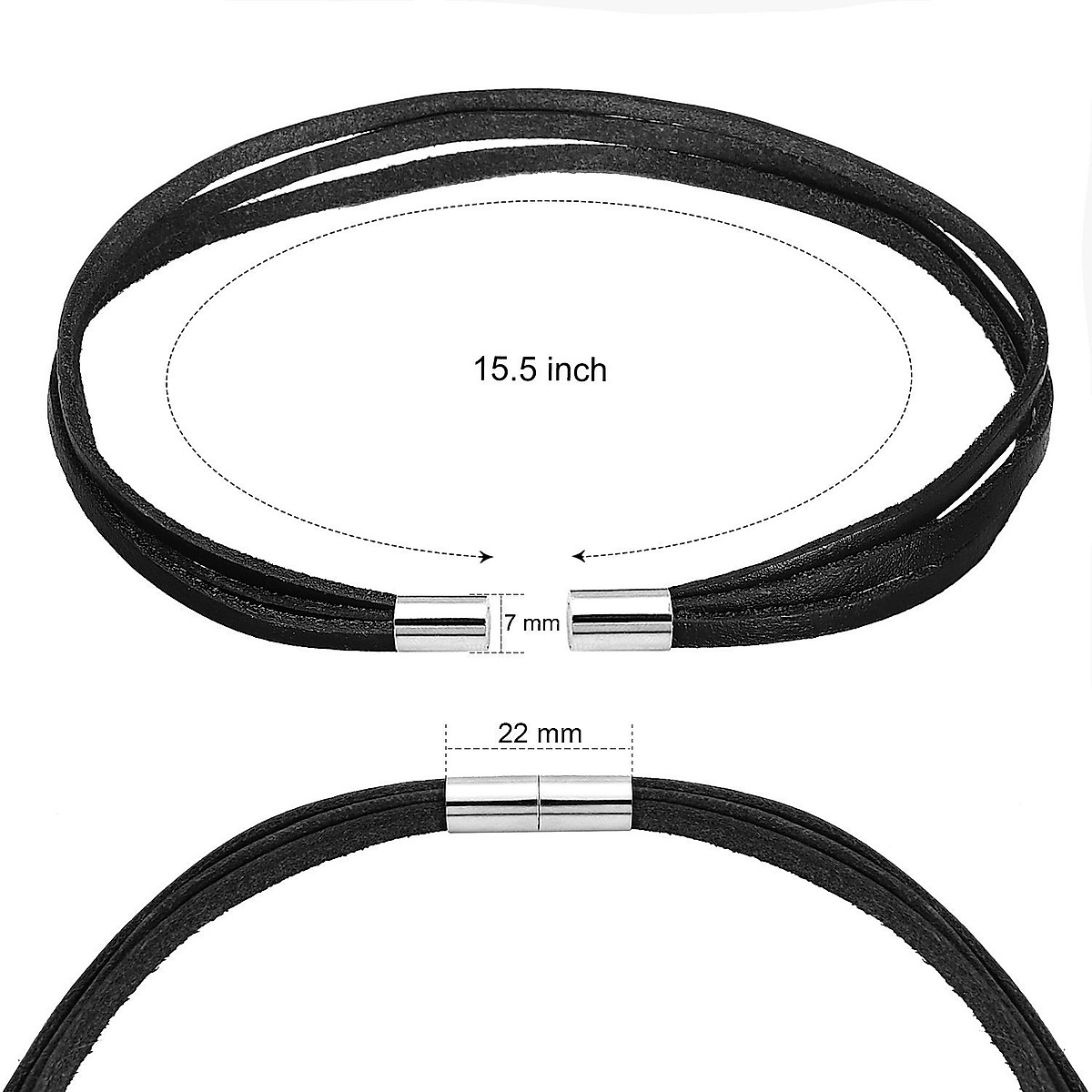 JEWELRIESHOP Monotone Rough Finish Genuine Leather Wrap Bracelet Wristband