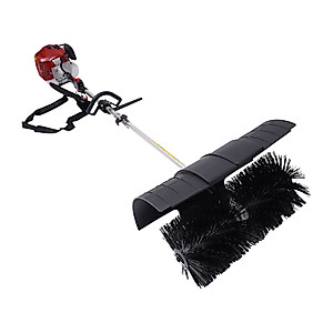 NATICRISI Outdoor Hand Held Gas Power Broom, 52cc 2-Stroke Gas Power Sweeping Broom,2.3HP Single Cylinder Walk Behind Sweeper,Lawns Artificial Grass Power Brush Lawn Sweeper Cleaner Tools