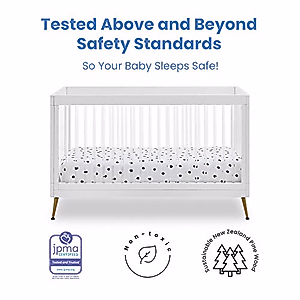 Delta Children Sloane 4-in-1 Acrylic Convertible Crib - Includes Conversion Rails, Bianca White w/Melted Bronze