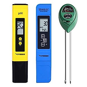 VIVOSUN Digital PH Meter, 3-in-1TDS EC and Temperature Meter, Plant Soil MoistureTester Combo for Home, Garden and Hydroponics