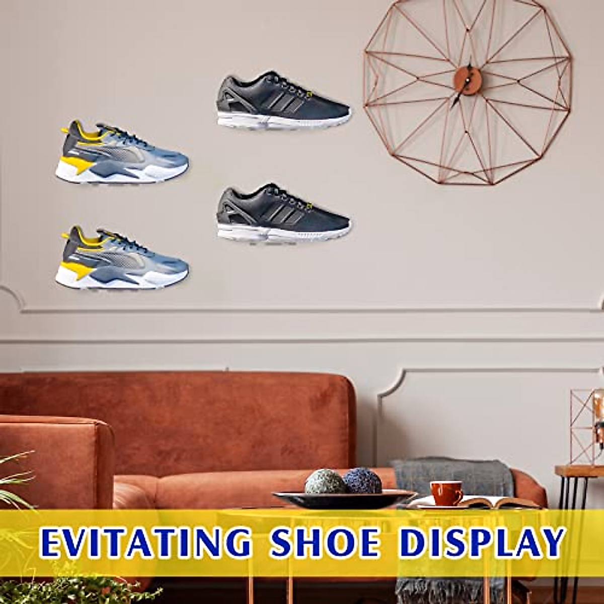 Treela 20 Pack Floating Shoe Shelves for Wall Acrylic Clear Floating Sneaker Shelves Display Shoe Wall Shelf Easy to Install Collections Includes Cross Screws Expansion Tubes (Clear, Medium)