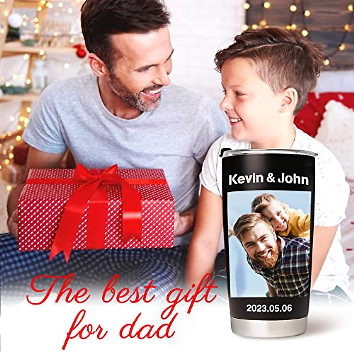 Personalized Coffee Tumbler With Picture Text Name Logo, Custom Photo 20oz Stainless Steel Tumbler With Lid And Vacuum Insulated, Personalized Coffee Travel Mug - Personalized Gifts for Women, Men