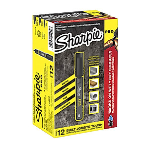 Sharpie Pro Permanent Marker, Fine Point, Black, 12 Count (2017818)