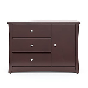 Storkcraft Crescent 3 Drawer Combo Dresser (Espresso) – Baby and Kids Bedroom Organizer, Nursery Chest, Storage Dresser With Drawers, Universal Design