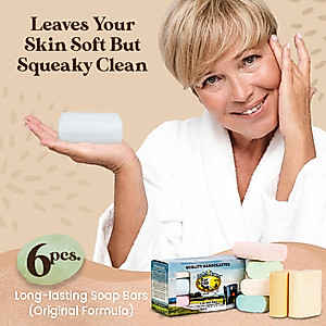 Amish Farms Bar Soap w/All Natural Bentonite Clay (6 Bars) Made in USA, Vegan Moisturizing for Sensitive Skin | Women & Mens Face & Body Bar Bath Soap for Shower | Clean Scent | 5oz Each