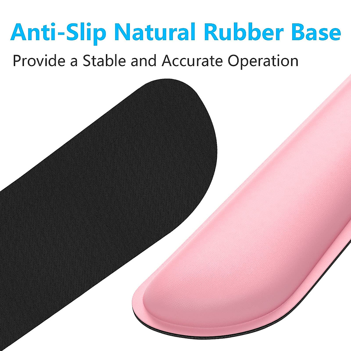 Dapesuom Keyboard Wrist Rest Set, Cute PU Leather Wrist Cushion for Computer Keyboard and Mousepad, Memory Foam Mouse Pad Rests Support with Non-Slip Base for Typing Pain Relief, Laptop, Pink