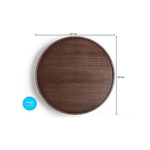 ALVITI Willow Wood Round Serving Tray with Handles 13 ¾ inch | Eco-Friendly, Decorative Accents for Wine Cellar, Kitchen, Living Room, Bedroom, Bathroom, Office, Café Tea Shop, Restaurant | (Walnut)