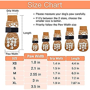 EXPAWLORER Double Side Anti-Slip Dog Socks 2 Pairs - Adjustable Pet Paw Protector with Strap, Traction Control Non-Skid for Indoor on Hardwood Floor Wear, Paw Protection for Puppy Dogs
