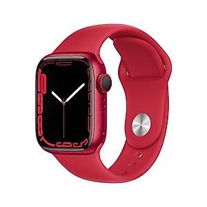 Apple Watch Series 7 (GPS, 41MM) - Red Aluminum Case with Red Sport Band (Renewed)