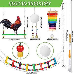 7 Packs Chicken Toys Set, Chicken Coop Accessories for Hens, Baby Chicken Xylophone Toys, Chicken Ladder Bird Swings Toy, Chicken Mirror Toys Veggies Skewer Fruit Holder Vegetable Hanging Feeder