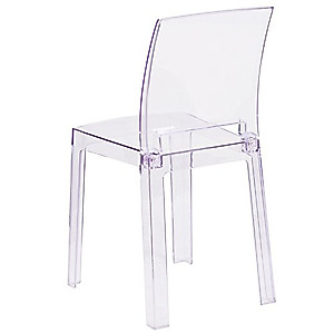 Flash Furniture Emilie Ghost Chair with Square Back in Transparent Crystal