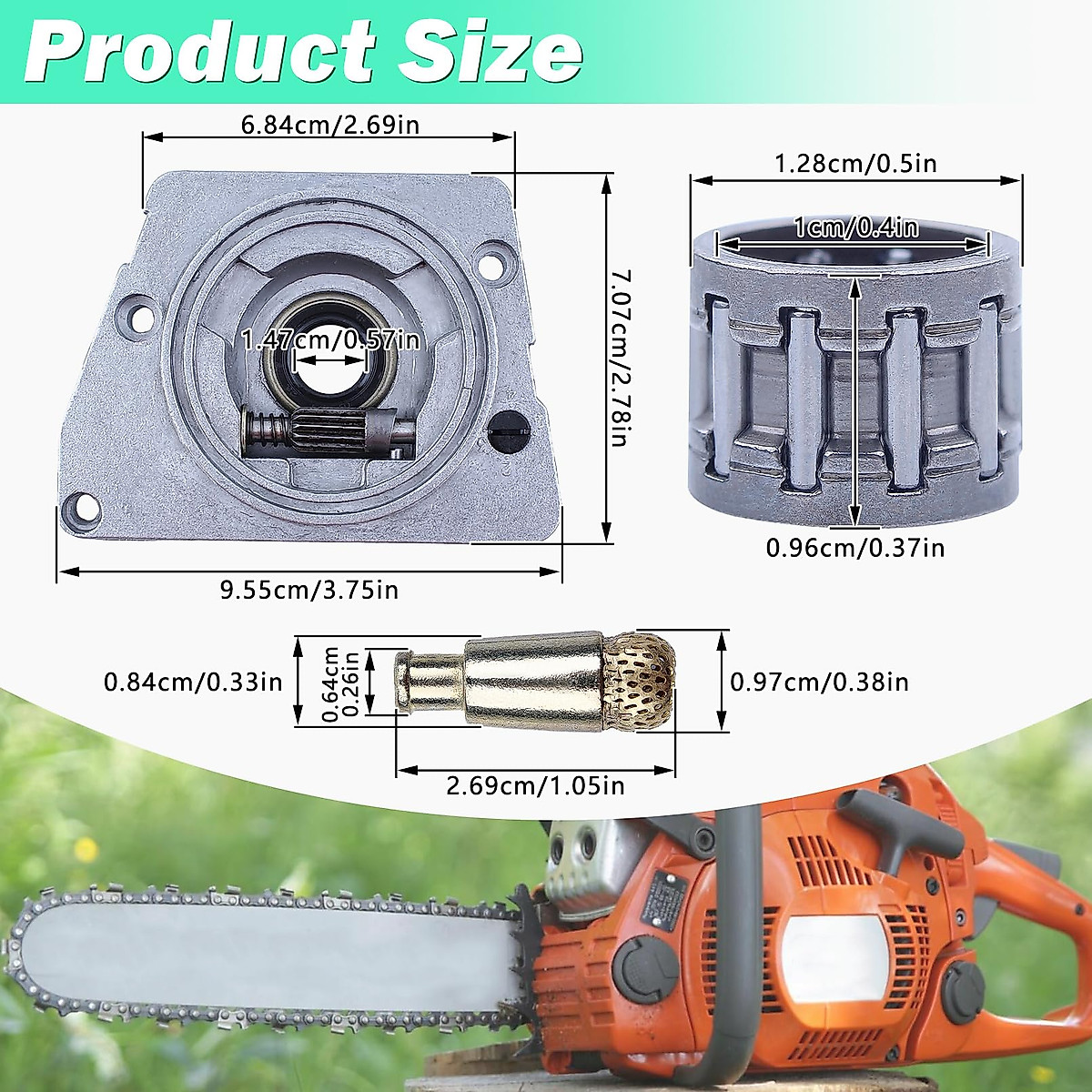 Adefol Oil Pump Oiler Rim Sprocket Worm Gear Kit for HUSQVARNA 61 66 266 XP 268 272 272XP Chainsaw
