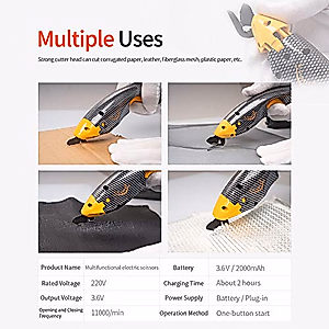 Loboo Idea Electric Scissors For Cutting Fabric, Easy Cutter Electric Scissors with 2 Blades for Crafts Sewing Cardboard Scrap-booking Leather, Zip Snip Cordless Electric Scissors Cutting Tool
