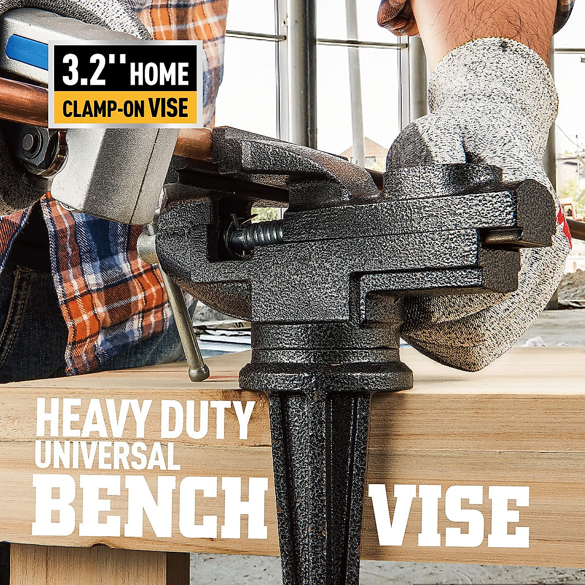 Table Vise or Bench Vise Universal, 360° Swivel Clamp-On Vise Portable Home Vice 3.2'' for Woodworking, Cutting Conduit, Drilling, Metalworking