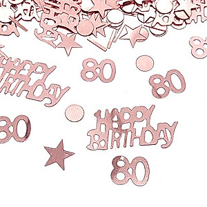 YouU Happy Birthday Party Table Confetti - Twinkle Stars Foil Metallic Sequins Confetti and Special Events Table Scatters Decorations Confetti Decorations about 700pcs（Rose gold） (80 years old)