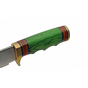 Grassland Wood Handle 12.75″ Stainless Steel Hunting Knife | Red & Blue Wood Spacers