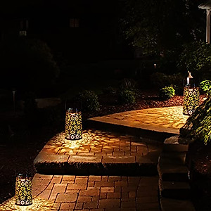 Green Convenience Solar Lanterns Outdoor 2 Pack Outdoor Solar Hanging Lantern Lights,LED Solar Light with Handle Waterproof Outdoor Solar Lanterns,for Table Patio Yard Pathway Christmas