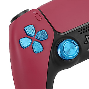 TOMSIN Metal Buttons Replacement Kit for PS5 Controller – Aluminum Thumbsticks & O X Square Triangle & Dpad Buttons Accessories Compatible with PlayStation 5 DS Controller (Blue)