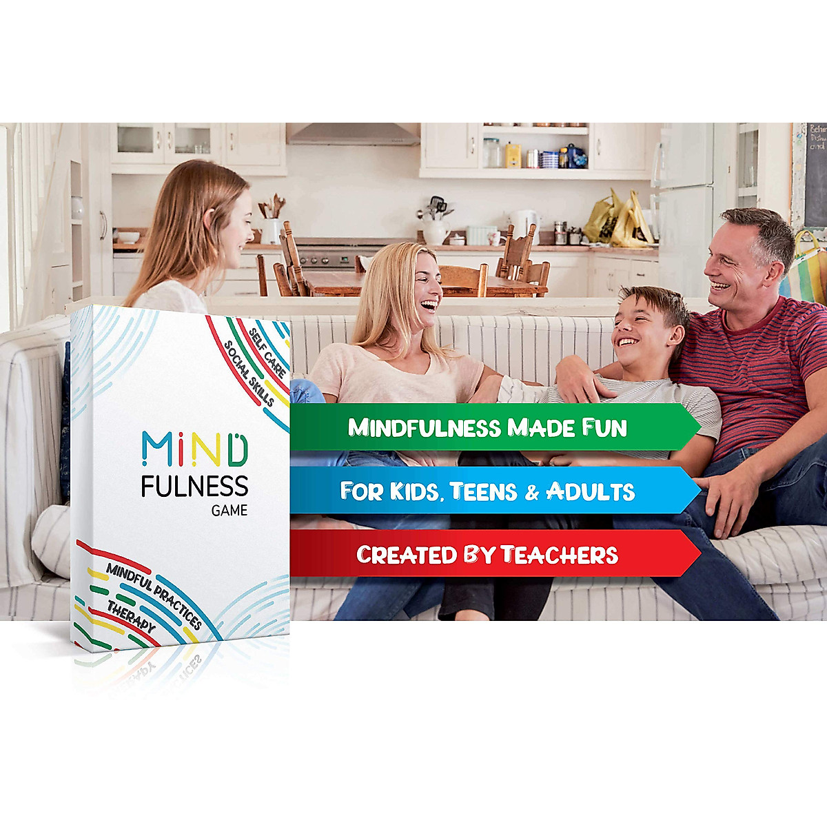 Allura & Arcia Mindfulness Therapy Game: Teaches Social Skills, Self Care & More for Kids, Teens & Adults. 50 Cards