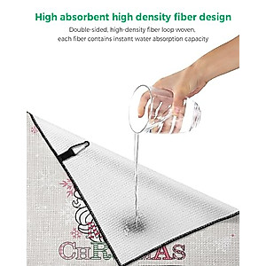 Yun Nist Golf Towel Christmas Pink Santa Claus Retro Linen,Waffle Pattern Microfiber Club Cleaner Golf Towels with Carabiner Clip for Women Men Dad,Winter Snowflake Golf Towel for Golf Bags,24x16in