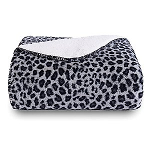 SOCHOW Premium Thick Sherpa Fleece Throw Blanket, Soft and Warm Winter Blanket, 60 × 80 Inches, Grey Leopard