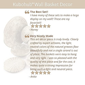 Kubohub Wall Basket Decor Boho Set of 6 - Handcrafted Seagrass Hanging Woven Wall Baskets for Coastal, Farmhouse, Boho Wall Decor - Unique Wicker Wall Art Decor