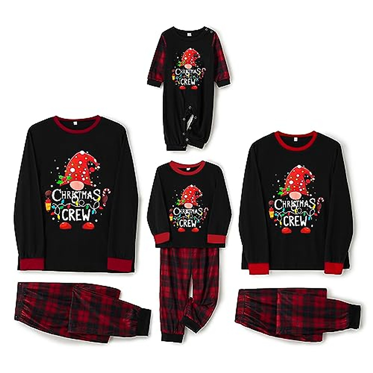Awoscut Christmas Family Matching Pajamas Sets Christmas PJ's Letter Print Top and Plaid Pants Jammies Sleepwear (#b-6, Baby, 6 Months)