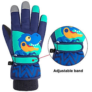 AMZTNLL Kids Winter Snow Ski Gloves Waterproof Cute Warm Gloves for Boys Girls Snowboard Gloves Outdoor Gloves Windproof