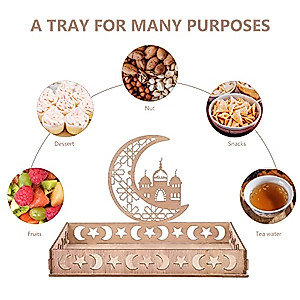 Cabilock Ramadan Tray Decorative Table Tray Dessert Food Tray Desktop Table Decor