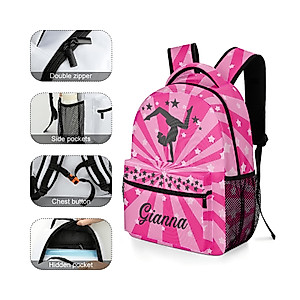 Gymnastic Pink Ray Personalized School Backpack Bags Kids Backpack for Teen Boys Girls Travel Backpack