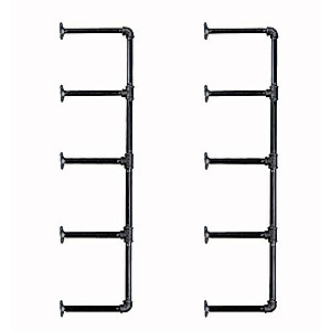 FOF FRIEND OF FAMILY (52" Tall,5 Tier, 2 pcs) Industrial Retro Wall Mount Iron Pipe Shelf Hung Bracket DIY Storage Pipe Shelving Bookshelf