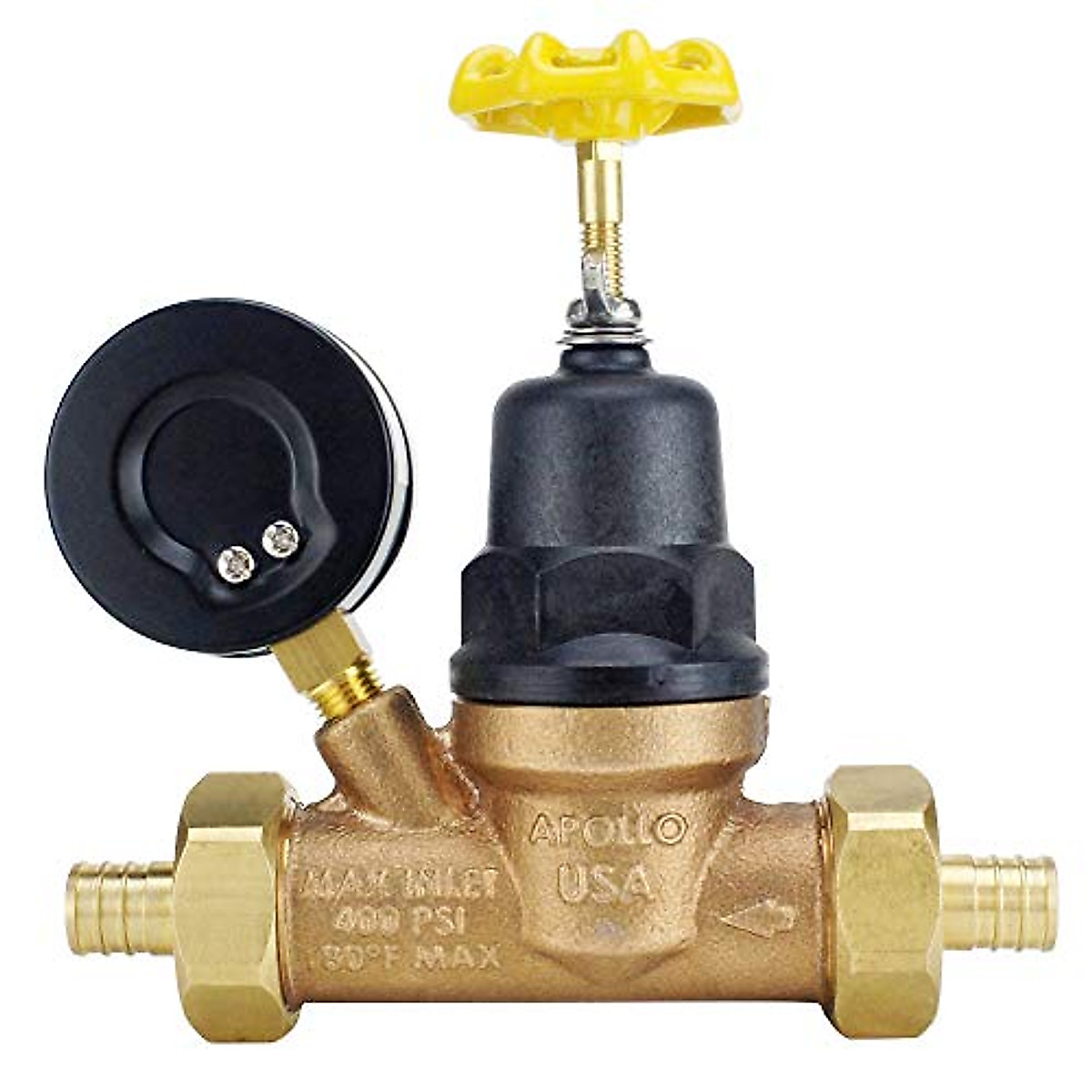 Apollo Valves ApolloPEX 3/4" Bronze Double Union PEX Water Pressure Regulator w/ Gauge (APXPRV34WG)