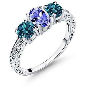 Gem Stone King 925 Sterling Silver Blue Tanzanite and London Blue Topaz Ring For Women (2.17 Cttw, Gemstone Birthstone, Available In Size 5, 6, 7, 8, 9)