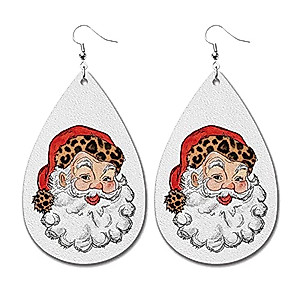 9 Pair Christmas Faux Leather Earrings Lightweight Leaf Dangle Teardrop Earrings for Women Gift -Style 2