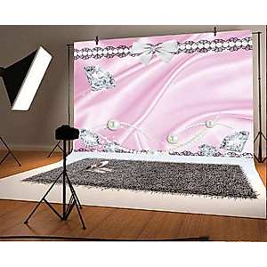 Leyiyi 5x3ft Luxury Jewelry Photography Background Shining Diamond Pearl Necklace Ornaments Ribbon Fashion Lady Dress Up Backdrop Kids Birthday Baby Shower Wedding Photo Portrait Vinyl Studio Prop