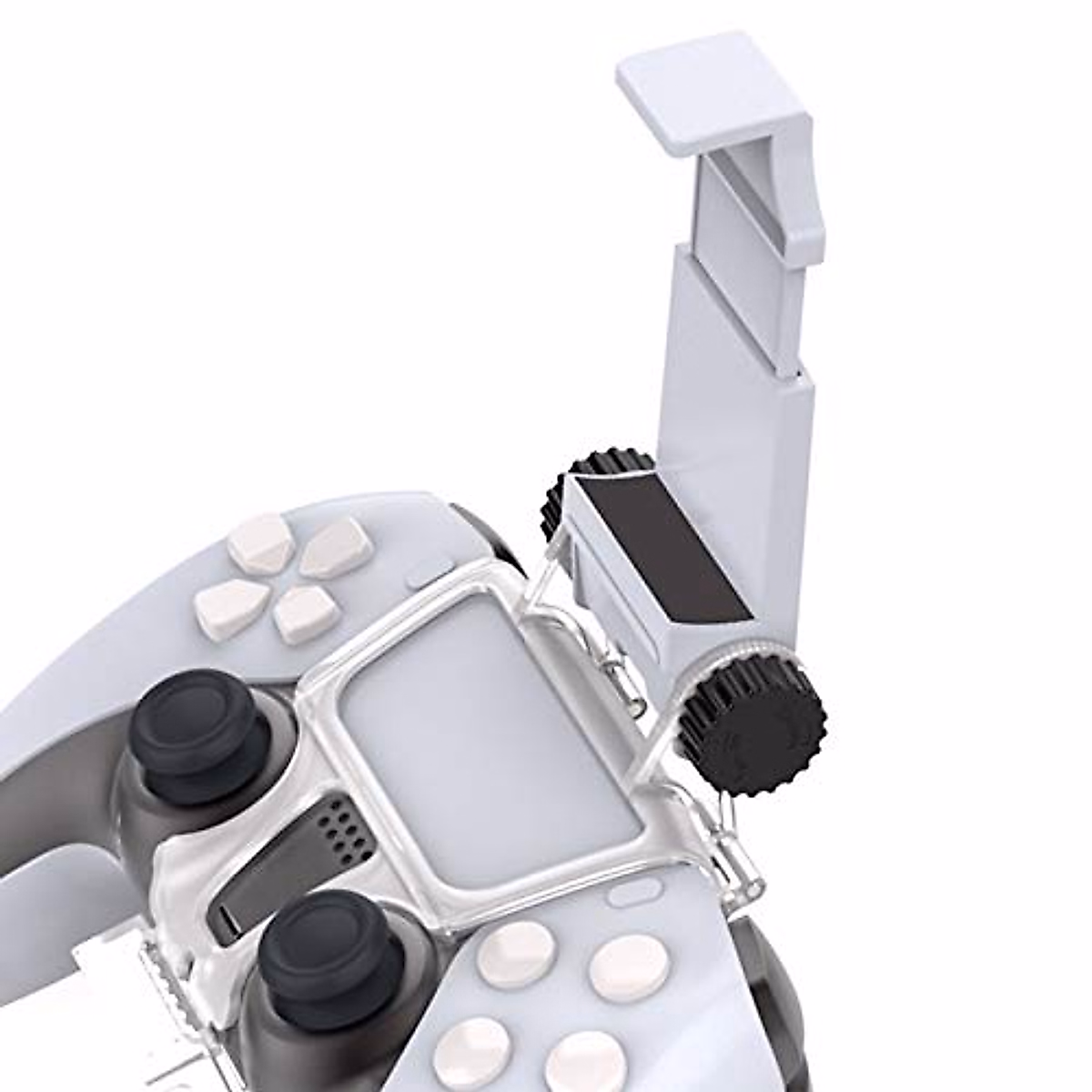 PS5 Controller Mobile Gaming Clip, PS5 Controller Phone Mount Adjustable Phone Holder Clamp, White