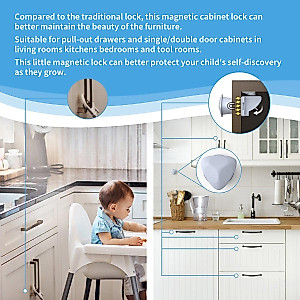 Magnetic Cabinet Locks (10 Locks 2 Keys), Cabinet Locks for Babies, Baby Proofing & Child Safety by TYRY.HU, Baby Proofing Cabinets, Fit Most Cabinets and Drawers No Screws or Tools Needed(10Locks)