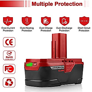 VANTTECH 2Pack Upgraded C3 19.2V 6.0Ah Lithium Battery Replace for Craftsman 19.2 Volt Battery DieHard C3 XCP 3130211004 130279005 11375 11045 1323903 315.115410 315.11485 315.PP2011 Cordless Battery