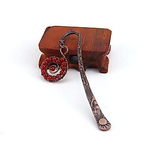 2 Pieces Vintage Style Chakra Bookmark Red Agate Antique Bronze Beading Pendant Bookmark Metal Bookmark