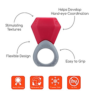 Innobaby TEETHIN' Smart Birthstone Ring TEETHER - January (Garnet)
