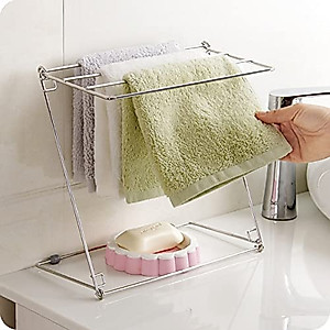 Alipis Folding Drying Rack Dish Kitchen Cleaning Folding Clothes Bathroom Rack Towel Holder Socks Accessories for Laundry Storage Steel Stainless Drying Foldable Racks Cloth