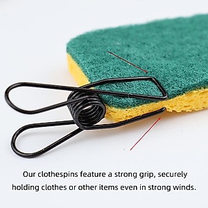 RILOMBAO 7 PCS Stainless Steel Large Black Clothespin High Elasticity Strength Clothes Pins Heavy Duty Multipurpose Metal Wire Chip Clips 2.83 Inch for Snack Bag Food Package Office Home Outdoor Photo