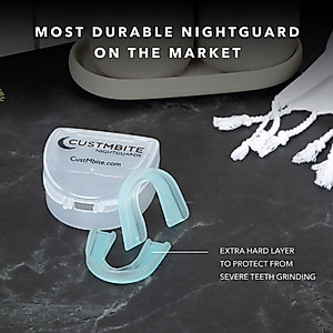 CUSTMBITE Premium Hard Surface Night Guards for Teeth Grinding, 2 Pack with Mouth Guard Case, USA Made, Mouth Guard for Clenching Teeth at Night, Bruxism NightGuard - Customizable Fit Dental Guard