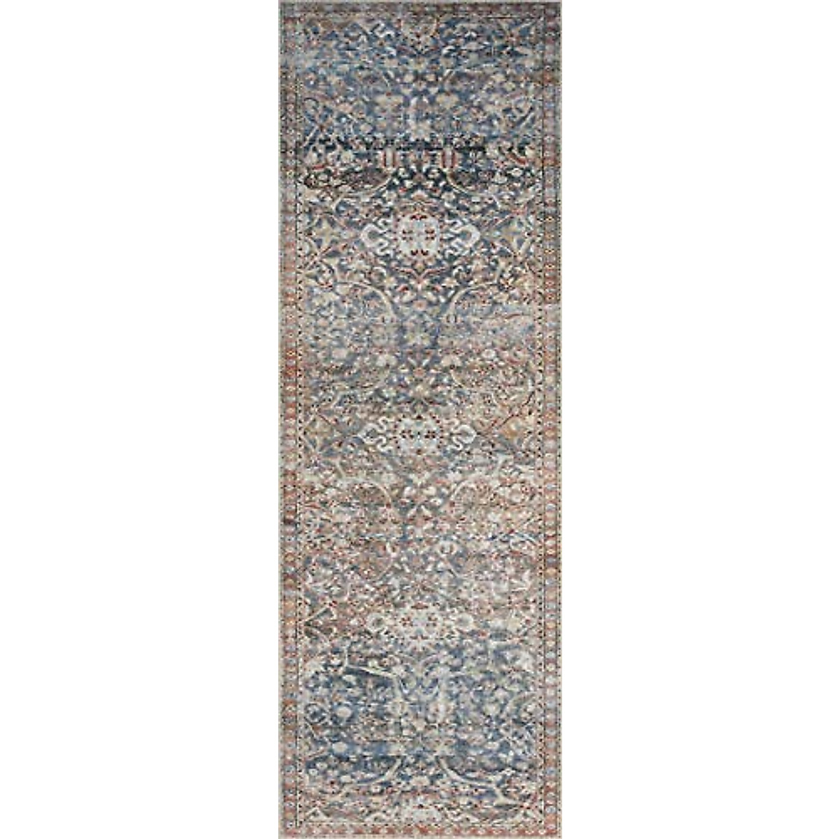 Chris Loves Julia x Loloi Jules Collection JUL-06 Denim / Spice 7'-6" x 9'-6" Area Rug