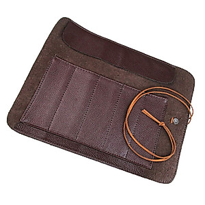 Hemoton 2 Pcs Leather Chef Knife Roll Bag Foldable Knife Culinary Bag Kitchen Knives Holder Organiser Utensils Wrap Bag Makeup Brush Roll Pouch Travel Tool Storage Container