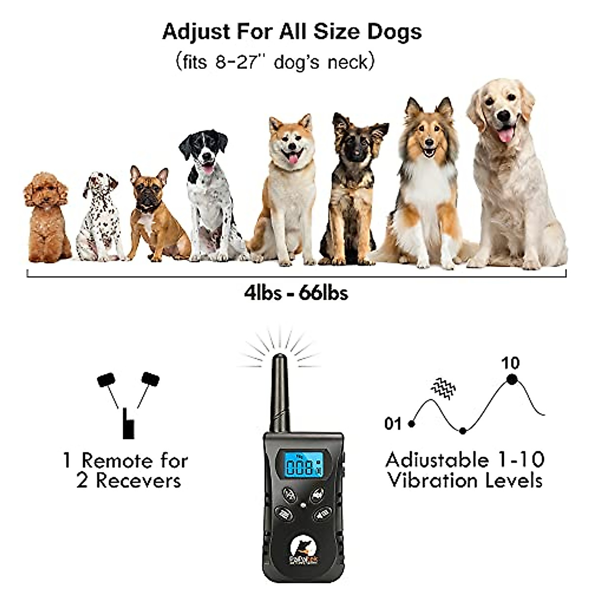Paipaitek No Shock Dog Training Collar, Rechargeable & Waterproof No Shock Dog Collar with Remote, Up to 1600Ft Remote Range