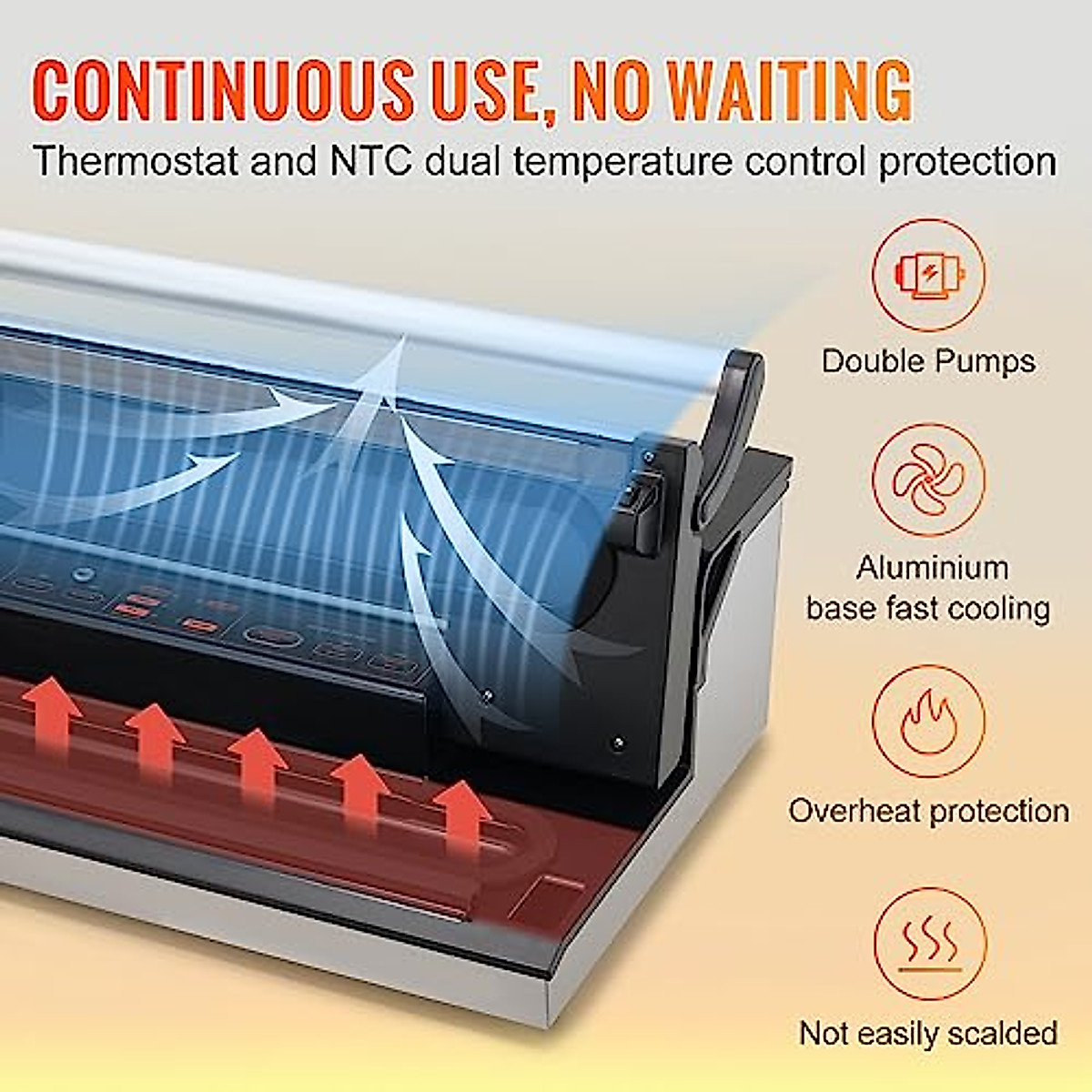 VEVOR Food Vacuum Sealer Machine, 95Kpa 350W Powerful Dual Pump and Dual Sealing, Dry and Moist Food Storage, Automatic and Manual Air Sealing System with Built-in Cutter, with Seal Bag External Hose