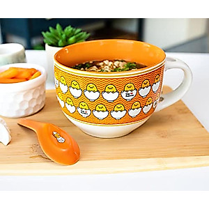 Silver Buffalo Sanrio Gudetama x Nissin Top Ramen Ceramic Soup Mug with Spoon | Holds 24 Ounces